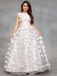 Buy online Applique Work A-line Net Gown from ethnic wear for Women by ...