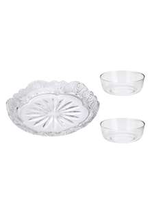 Buy online Combo Of 2 Bowl And 1 Plate, Transparent, Glass, Pack Of 3 ...