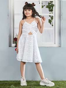 Buy online Girls Lace Detailed Shoulder Strap Frock from girls for ...