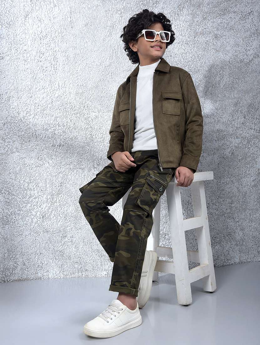 Buy online Boys Solid Collared Long Sleeve Shacket from boys for Women ...